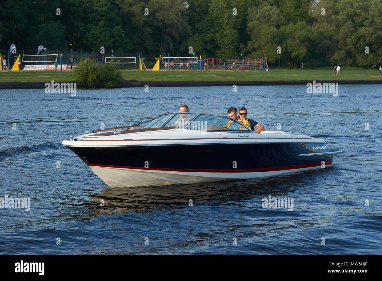 Motor boat on water Stock Photo - Alamy