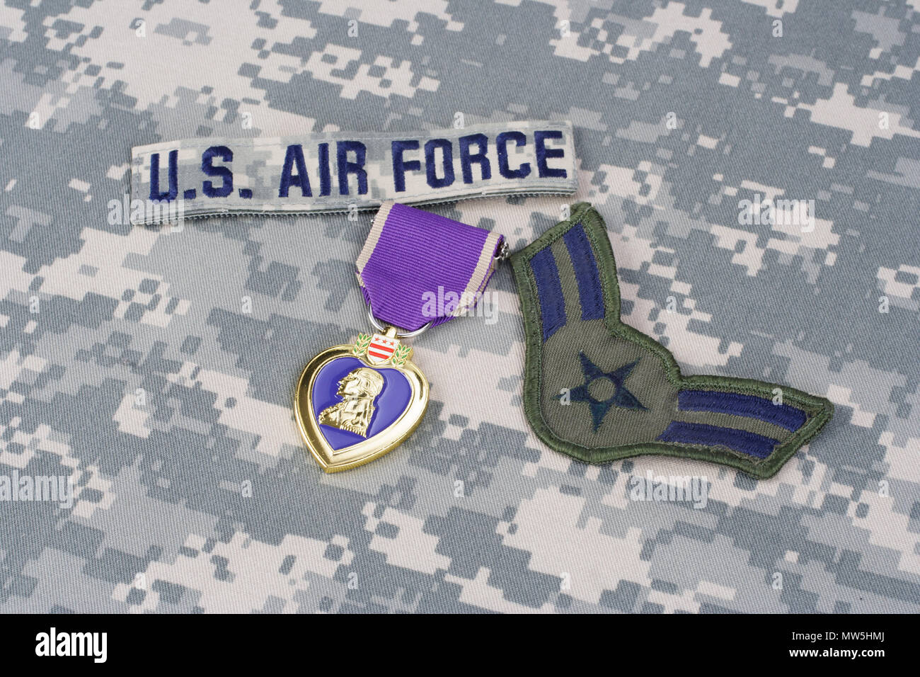KIEV, UKRAINE - March 6, 2016. Purple Heart award on US AIR FORCE ...