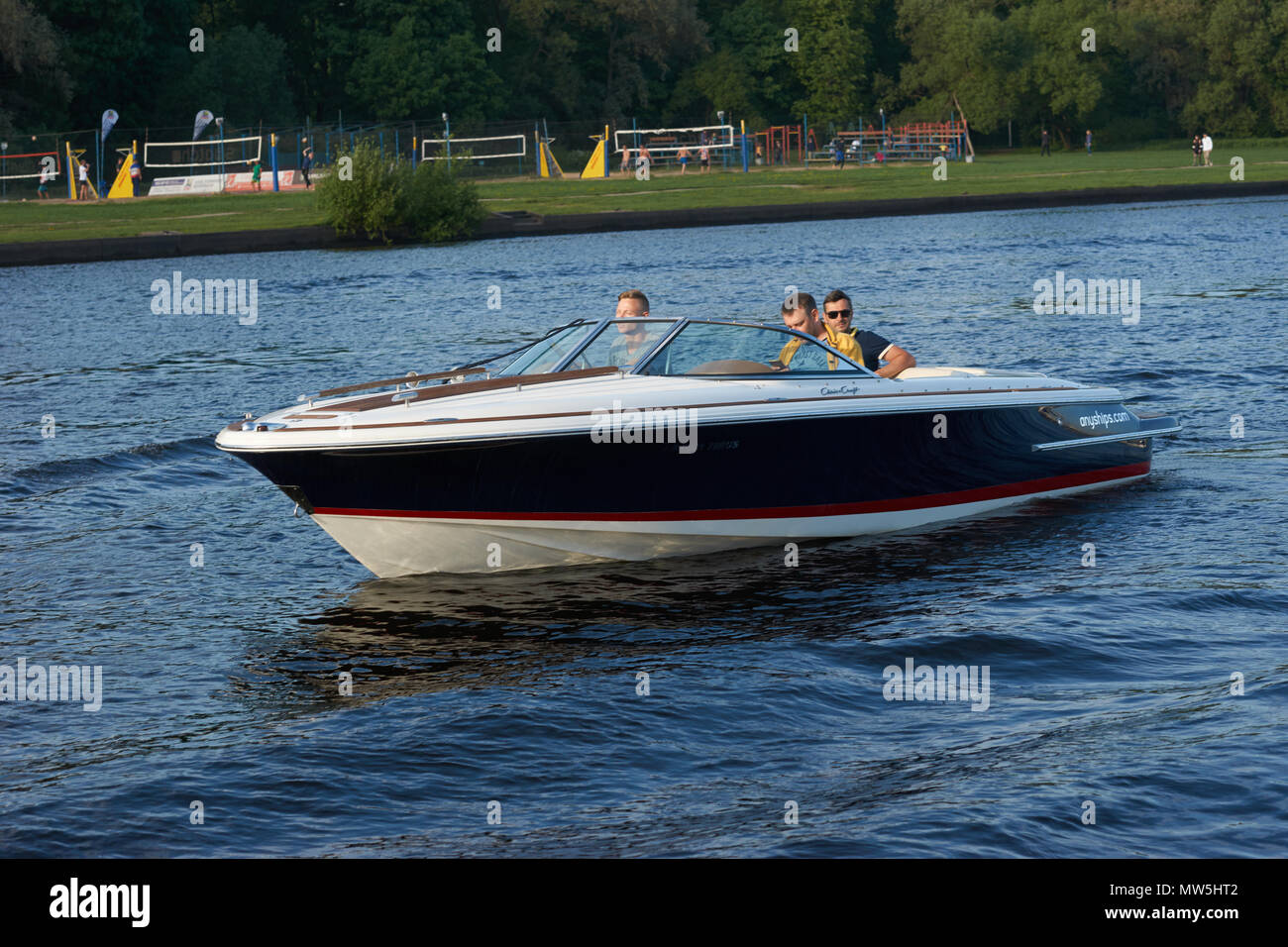 Motor boat on water Stock Photo - Alamy