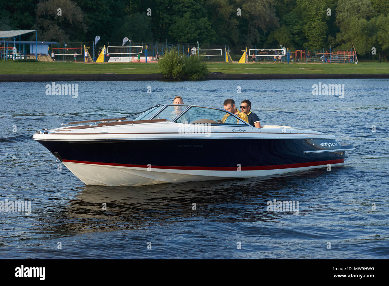 Motor boat on water Stock Photo - Alamy
