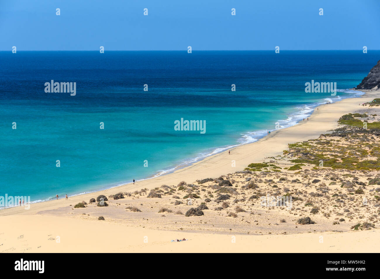 Aerial view of Sotavento Beach in Fuerteventura, Canary Islands, Spain ...