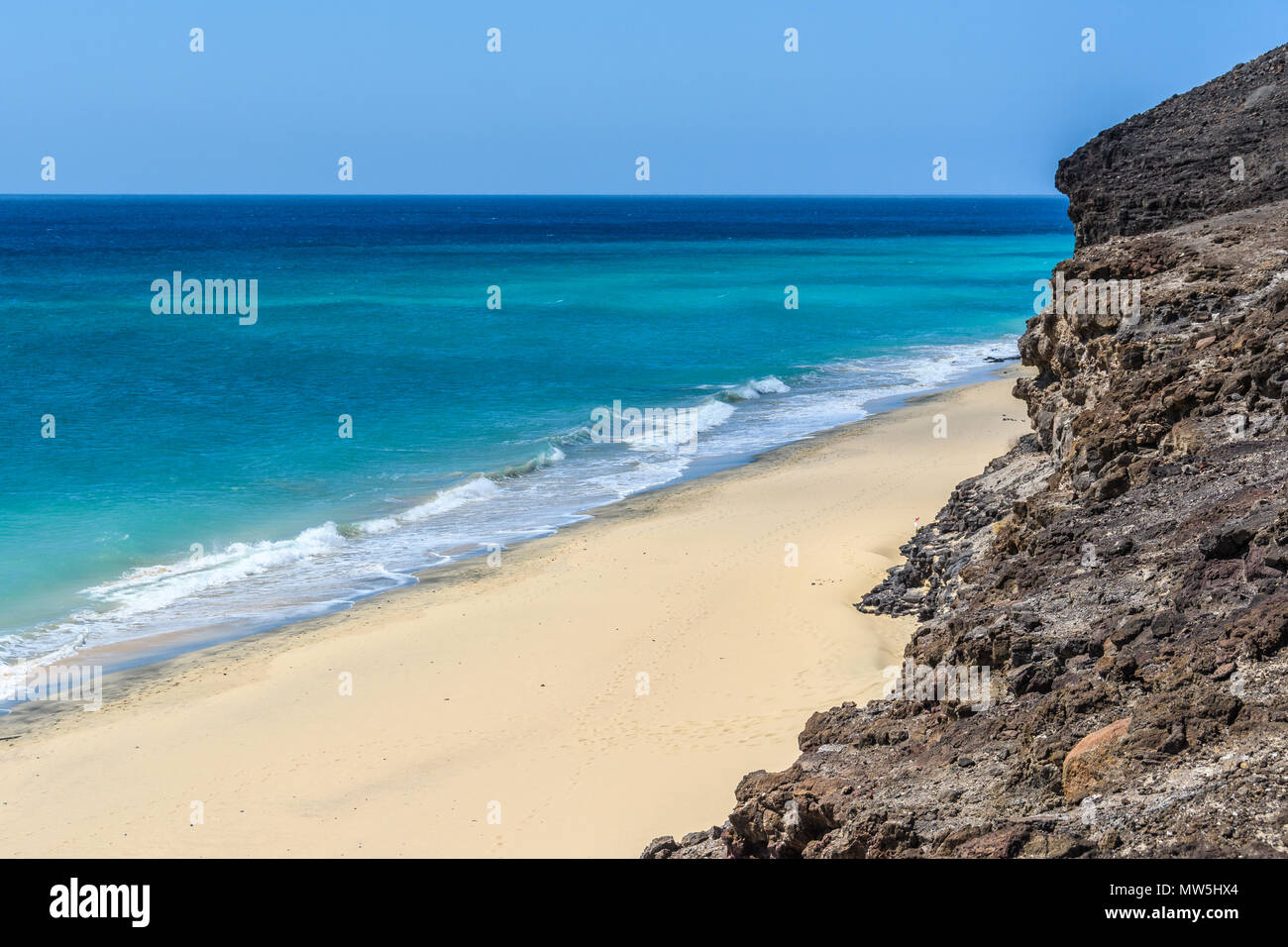 Aerial view of Sotavento Beach in Fuerteventura, Canary Islands, Spain ...