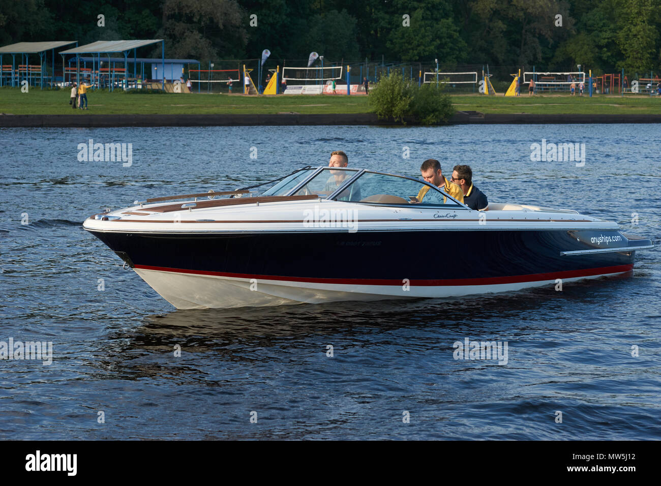 Motor boat on water Stock Photo - Alamy