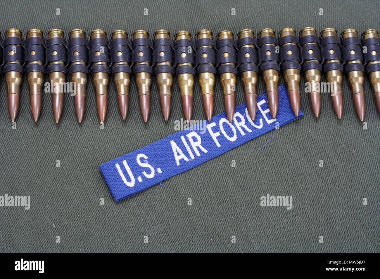 ammunition belt on US AIR FORCE uniform background Stock Photo - Alamy