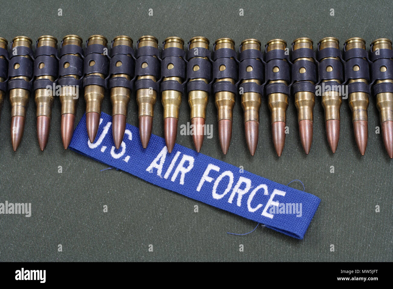 ammunition belt on US AIR FORCE uniform background Stock Photo - Alamy