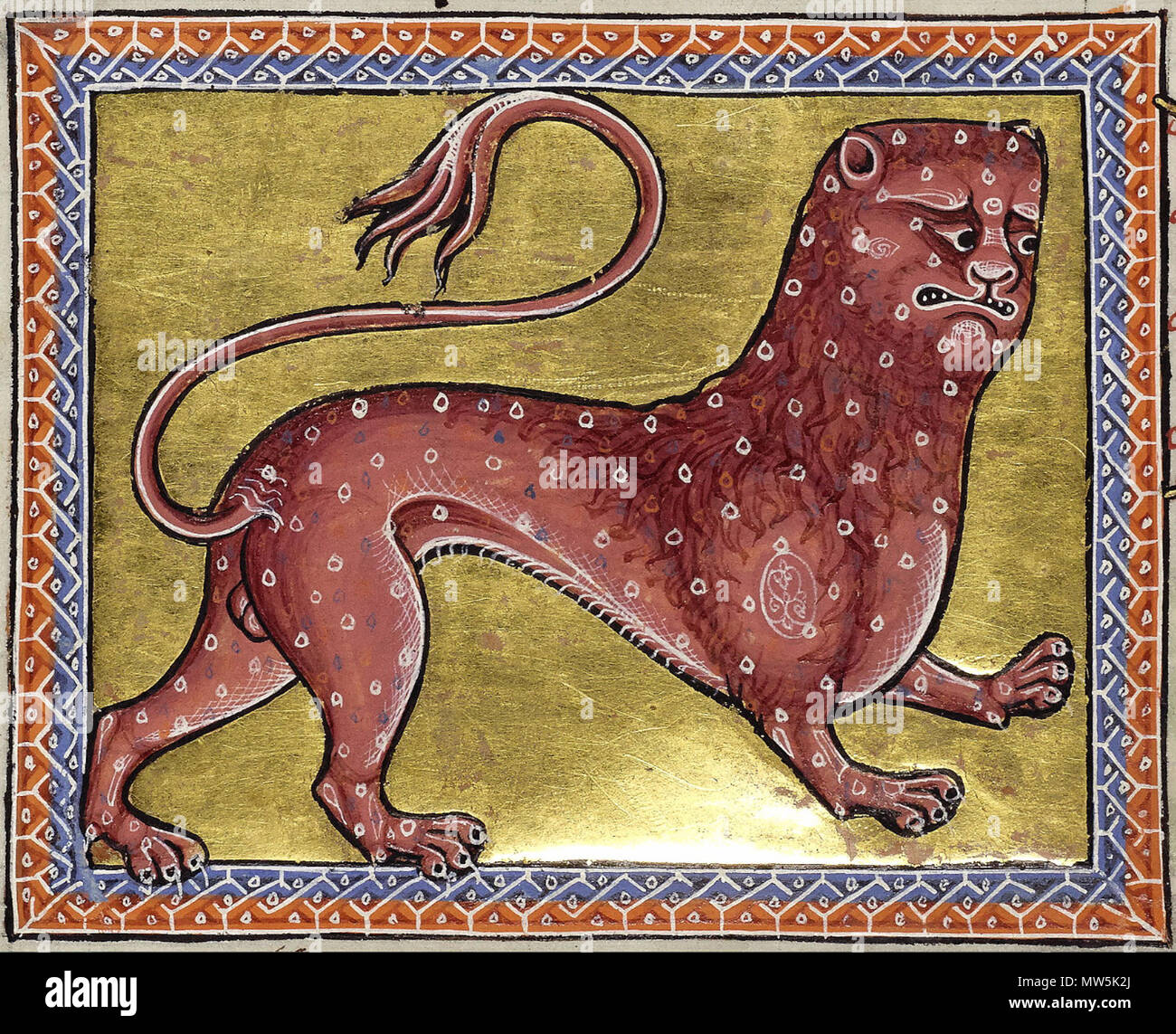 . Leopard . Folio 8 verso from the Aberdeen Bestiary. detail . 12th ...