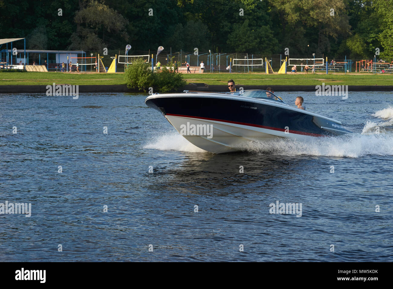 Motor boat on water Stock Photo - Alamy