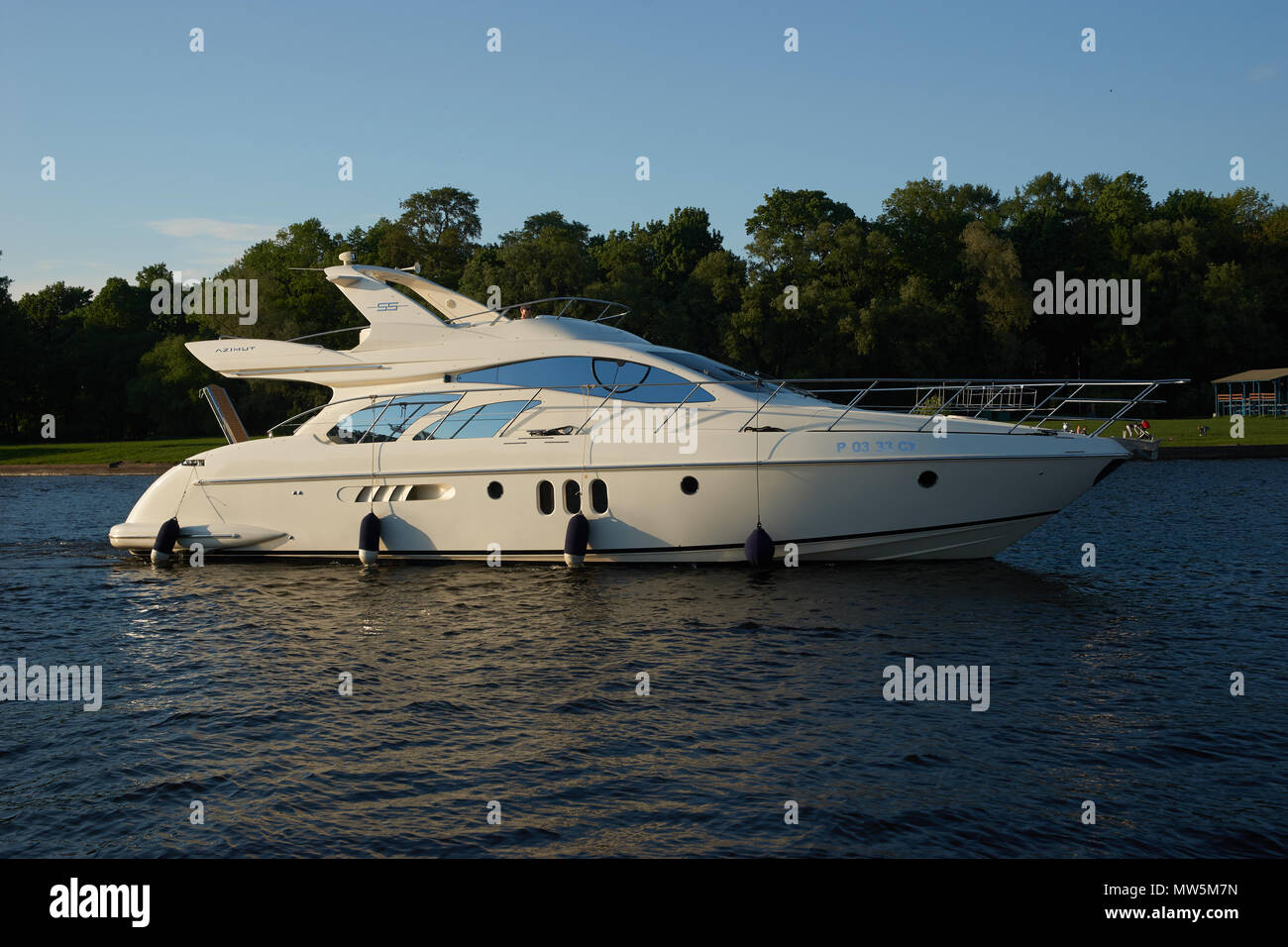 Motor boat on water Stock Photo - Alamy