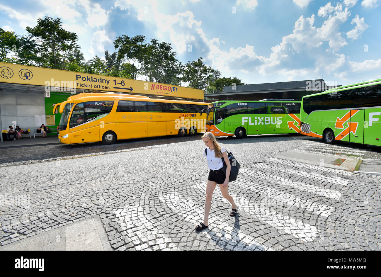 RegioJet and Flixbus buses, bus Stock Photo - Alamy