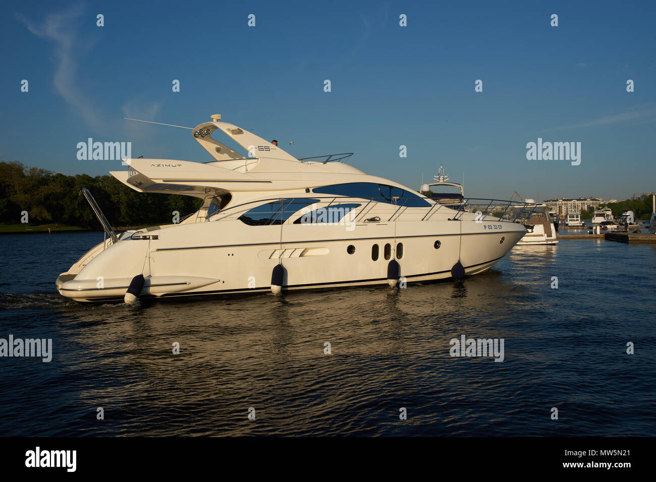 Motor boat on water Stock Photo - Alamy