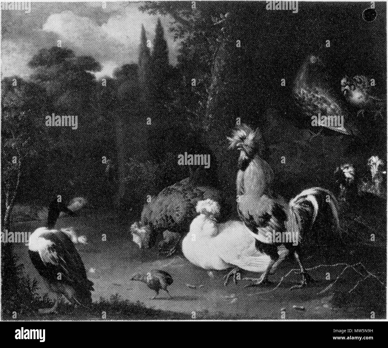 . Nederlands: Hoenders en eenden in een park. oil on canvas. 52 × 63.5 ...