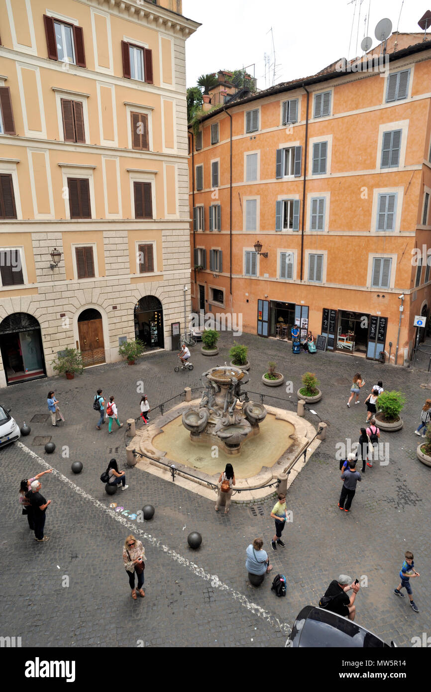 Italy, Rome, Jewish Ghetto, Piazza Mattei, turtle fountain Stock Photo ...