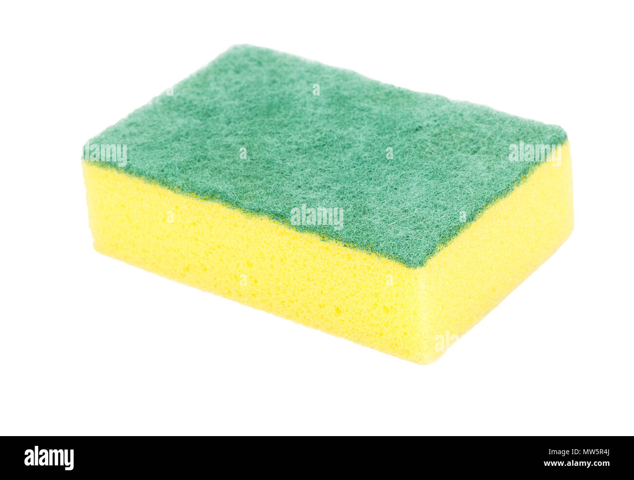 Yellow dish washing sponge on white background Stock Photo - Alamy