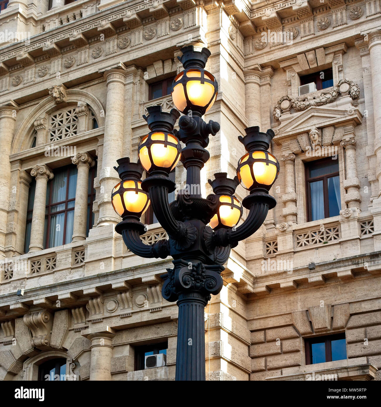 Antique lamp post in front of Italian Supreme Court Palace, Corte di ...