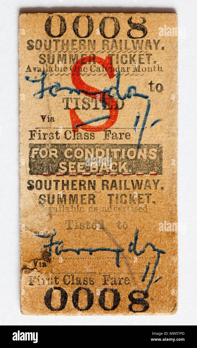 Vintage southern railway train ticket tisted farringdon hi-res stock ...