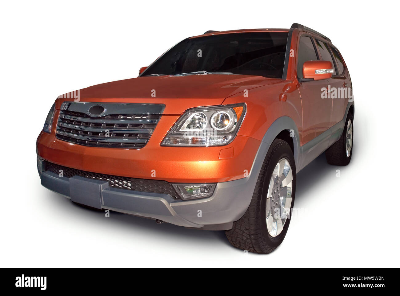 Copper colored SUV car or sports utility vehicle, isolated on a white ...