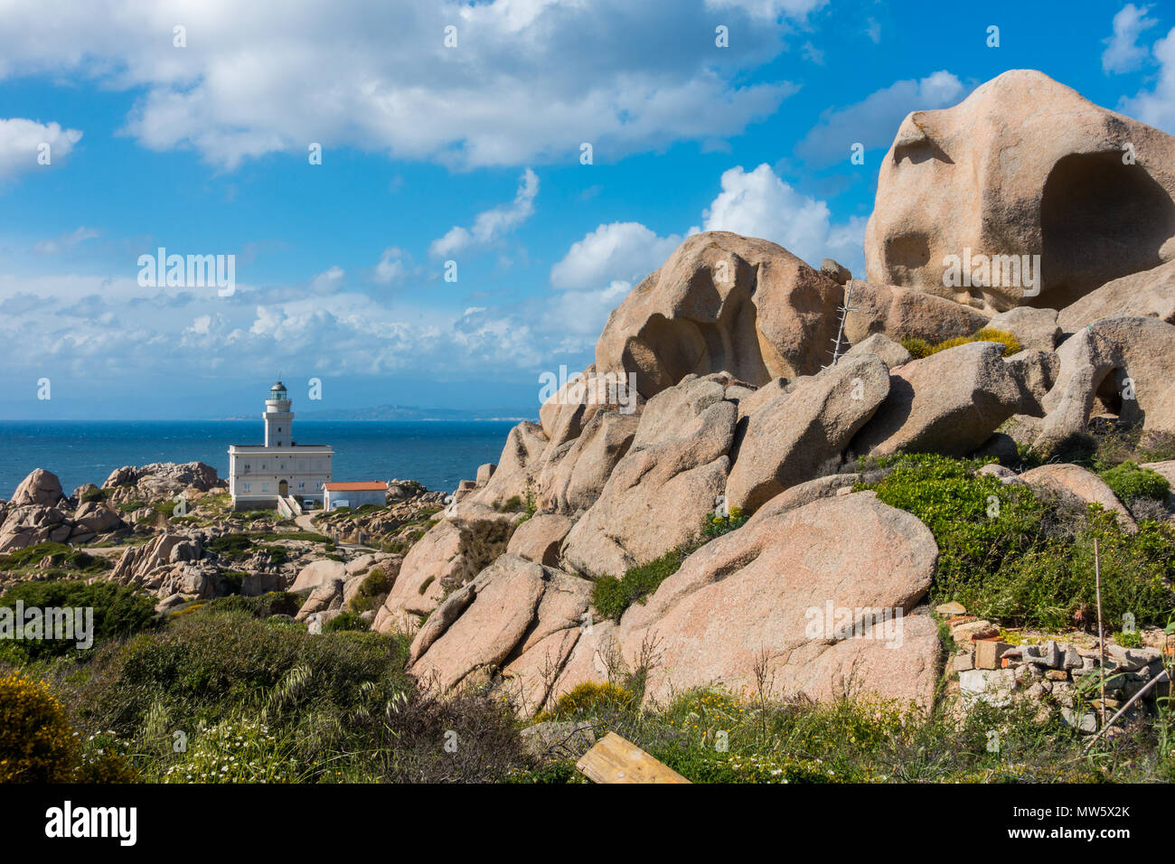 Valle Luna lighthouse on Capo Testa, Santa Teresa Gallura, Sardinia ...