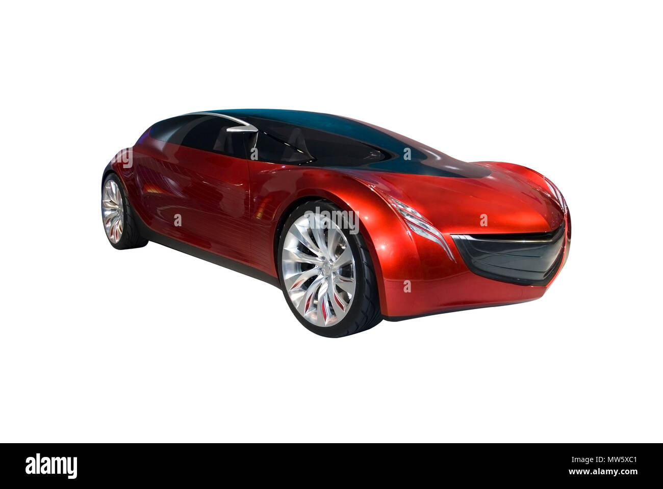 Beautiful red futuristic concept sports car isolated on a white ...