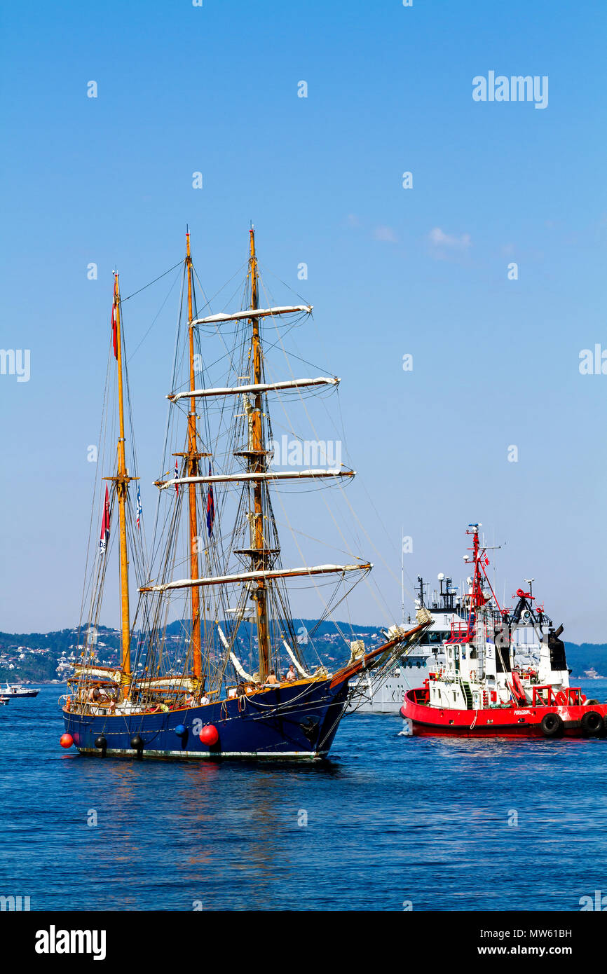 Tall Ships Race Bergen, Norway 2014. Danish barquentine "Loa" entering ...