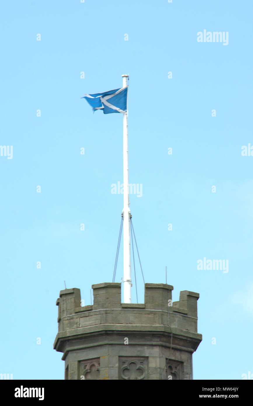 Flag of scotland flying on a pole hi-res stock photography and images ...
