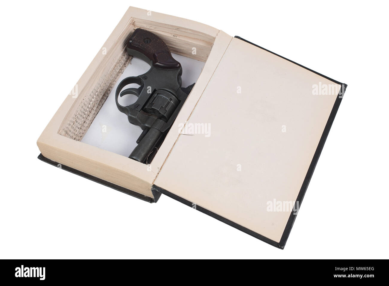 gun hidden in a book Stock Photo - Alamy