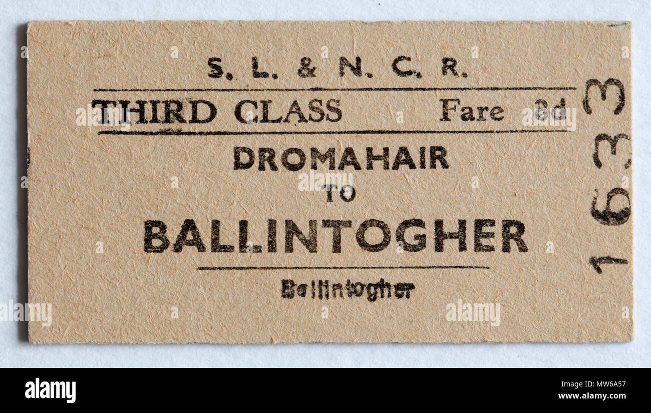 Vintage Irish SL&NCR Railway Train Ticket - Dromahair to Ballintogher ...
