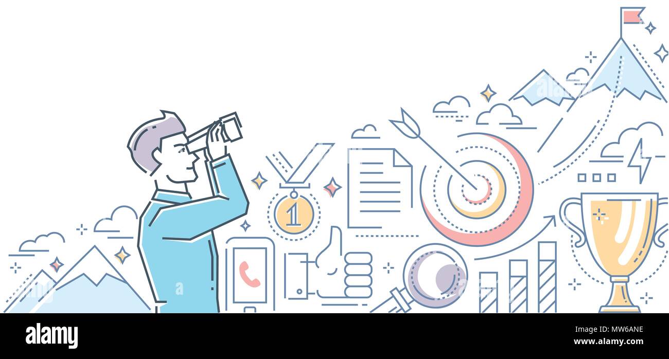Ambitious goals - line design style illustration Stock Vector Image ...
