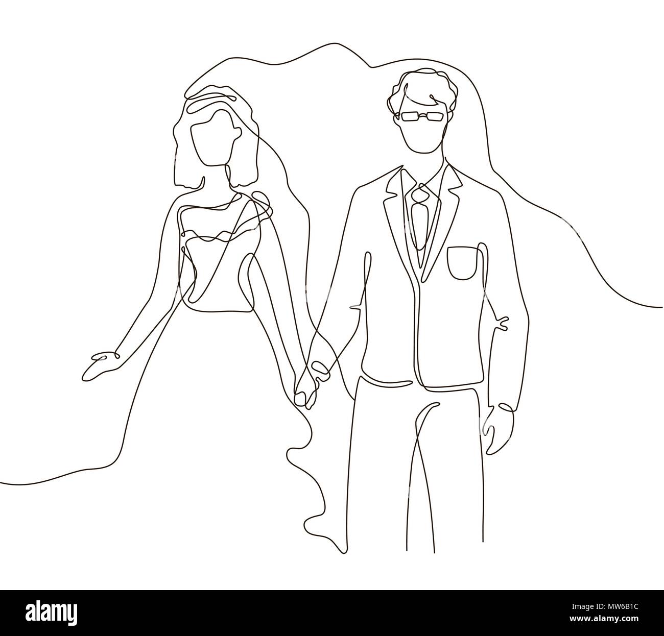 Wedding - one line design style illustration Stock Vector Image & Art ...