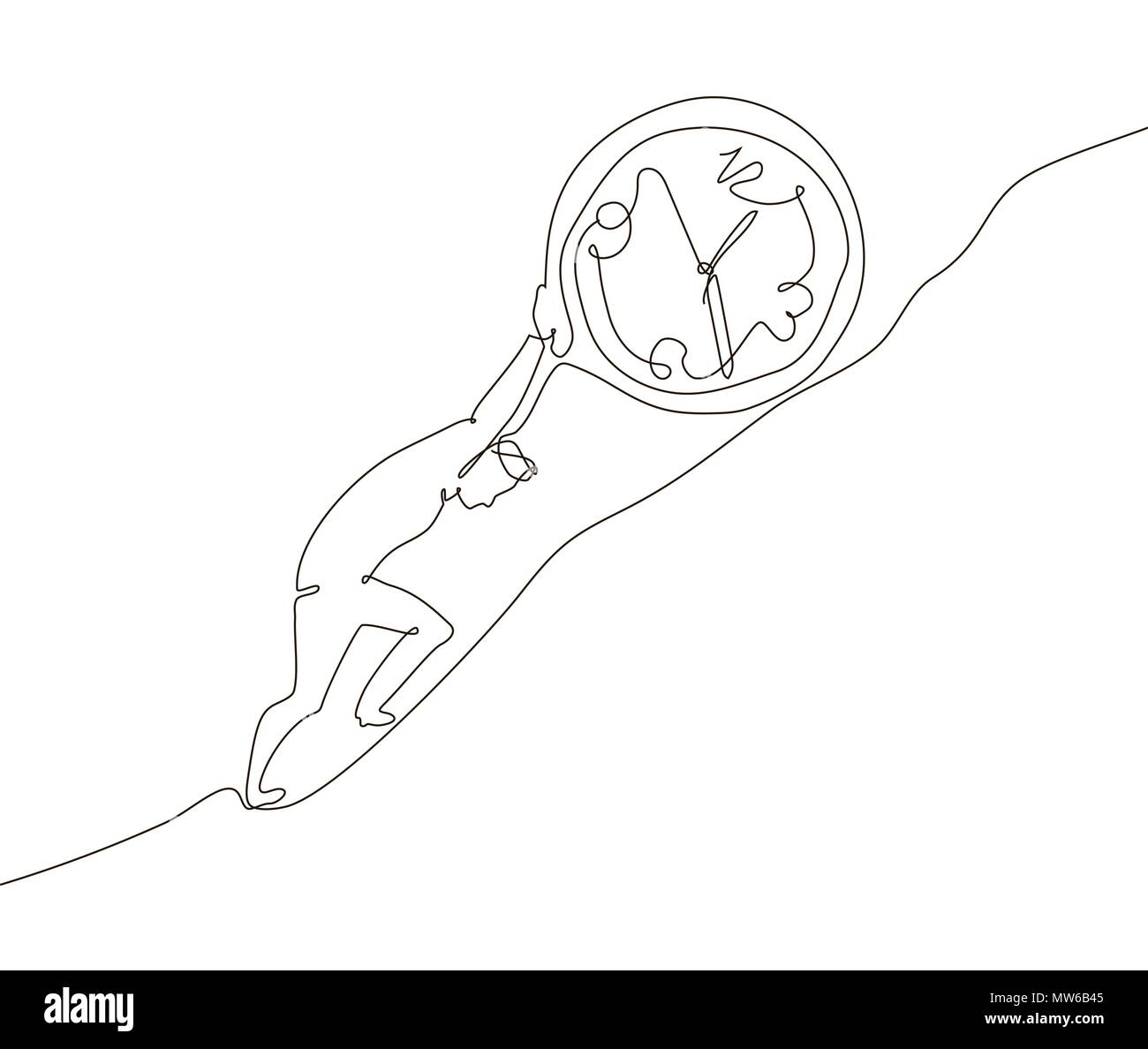 Time management - one line design style illustration Stock Vector Image ...