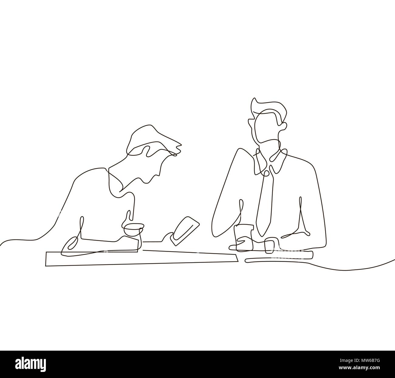 Coffee break - one line design style illustration Stock Vector Image ...