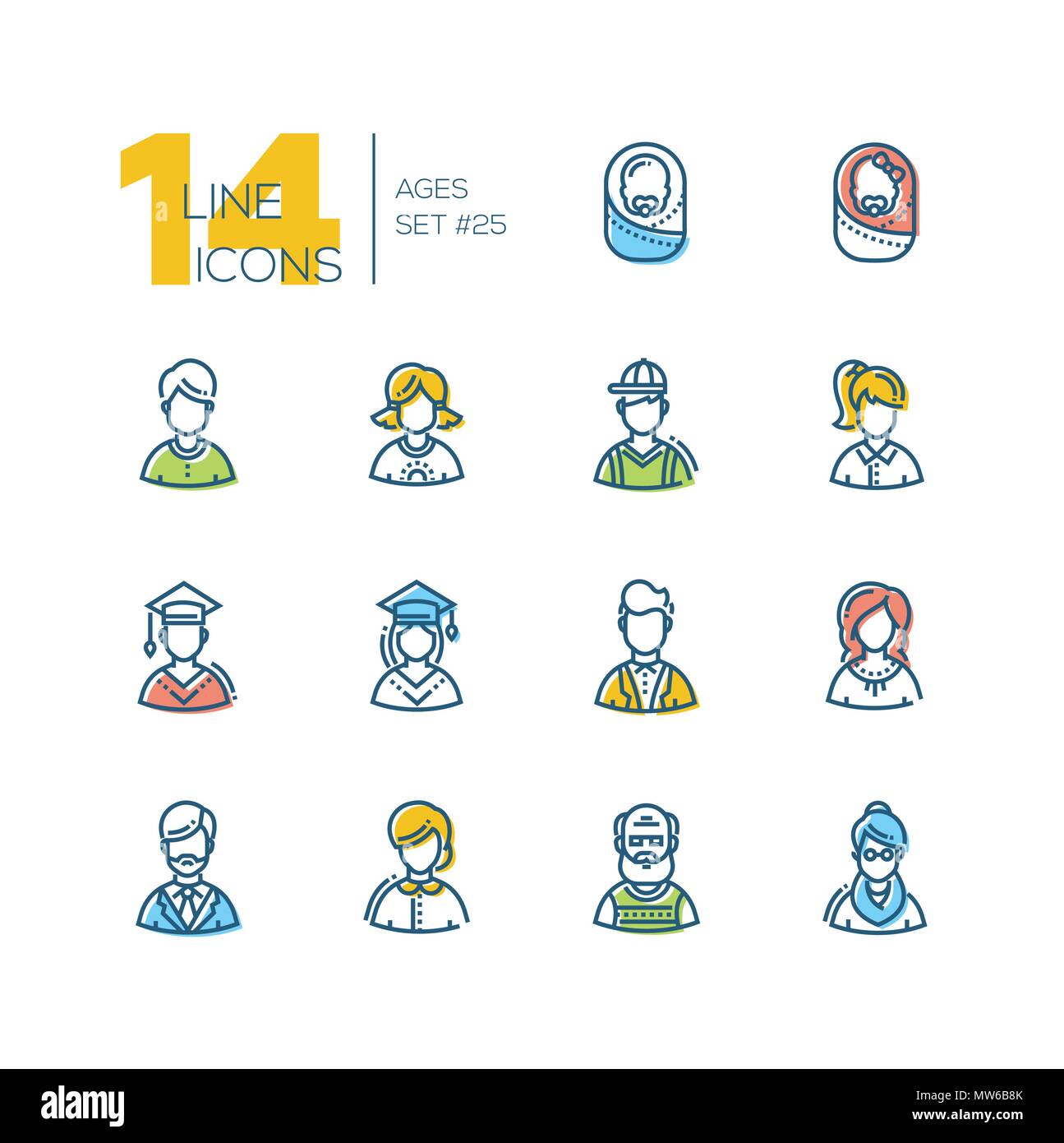 Ages - set of line design style icons Stock Vector Image & Art - Alamy