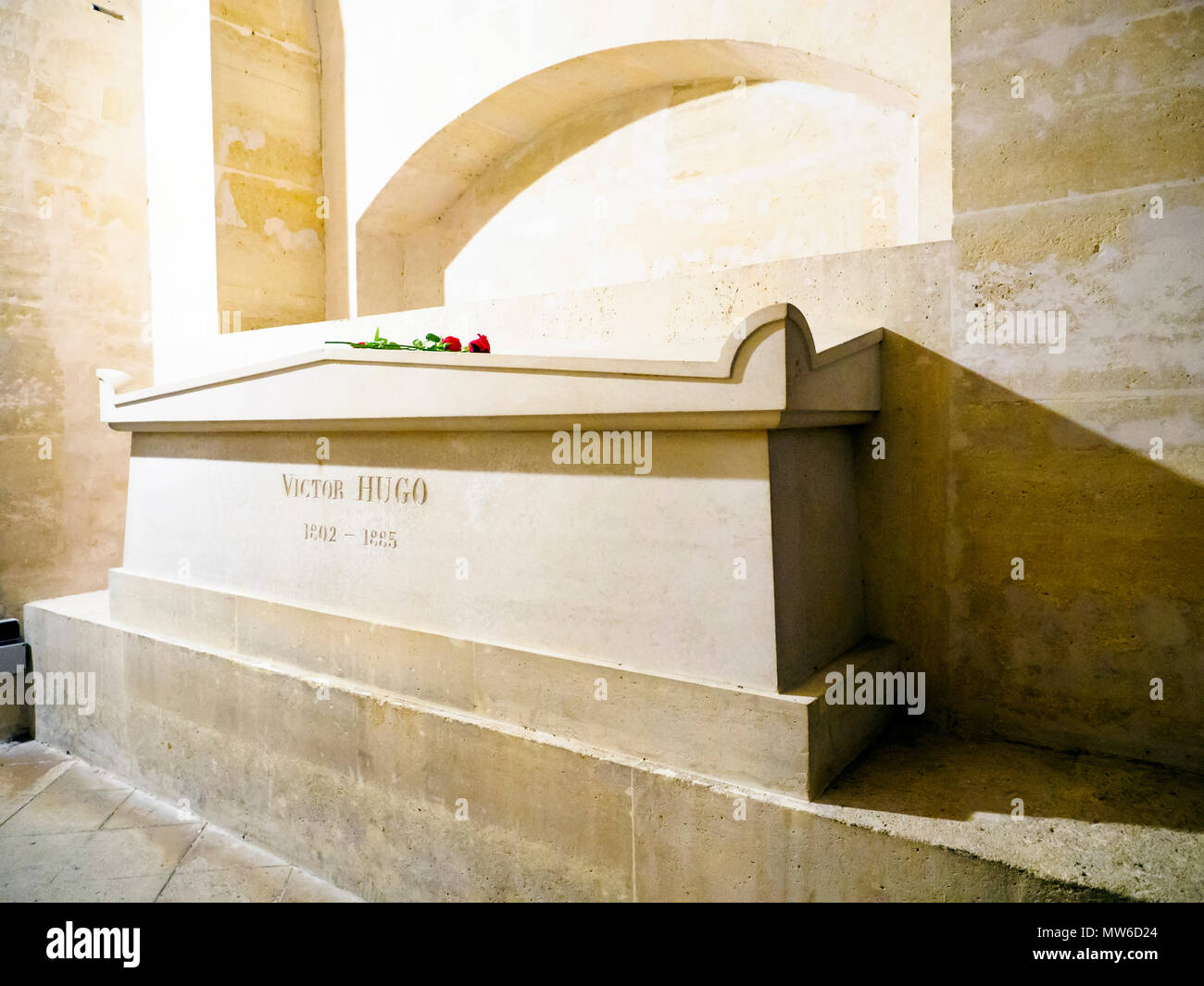 Victor Hugo tombstone in the crypt under the Panthéon in the Latin ...
