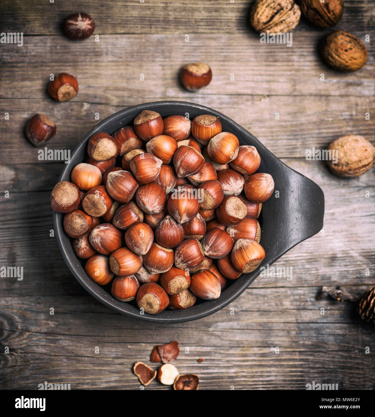 Top view hazelnut plate hi-res stock photography and images - Alamy