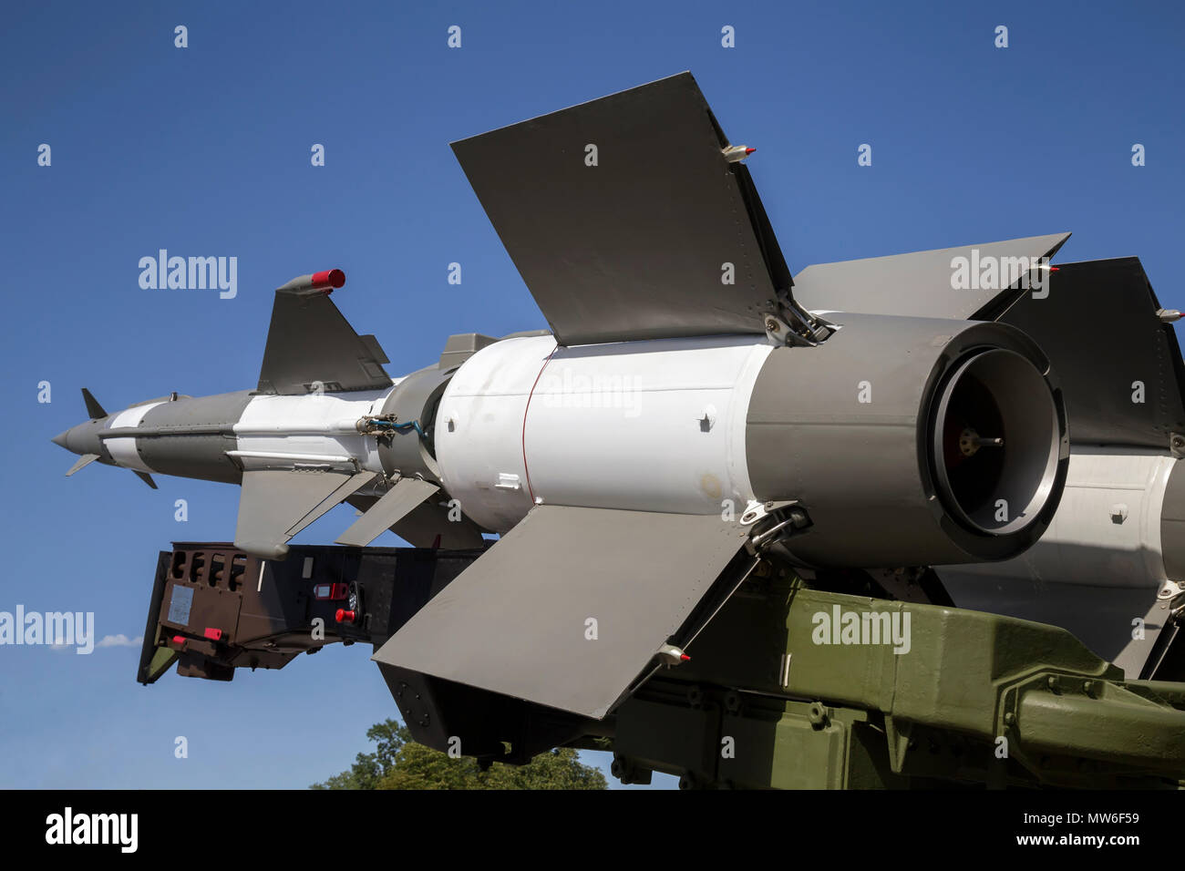 Surface to air missile on ground launcher, ready to be launched Stock ...