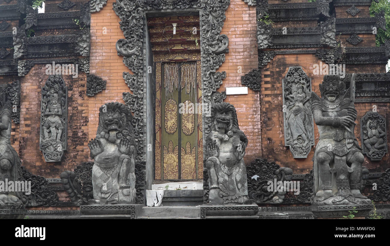 Hindu temple with statues of the gods on Bali island, Indonesia ...