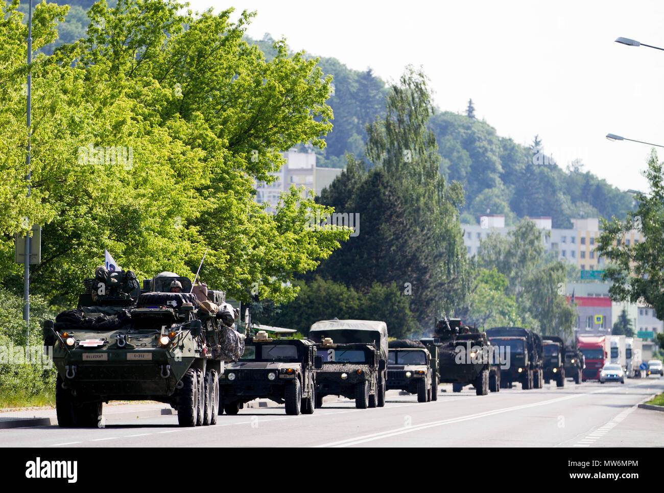 Locals of Nachod, Czechia, watch Soldiers of 2nd Cavalry Regiment (2CR ...