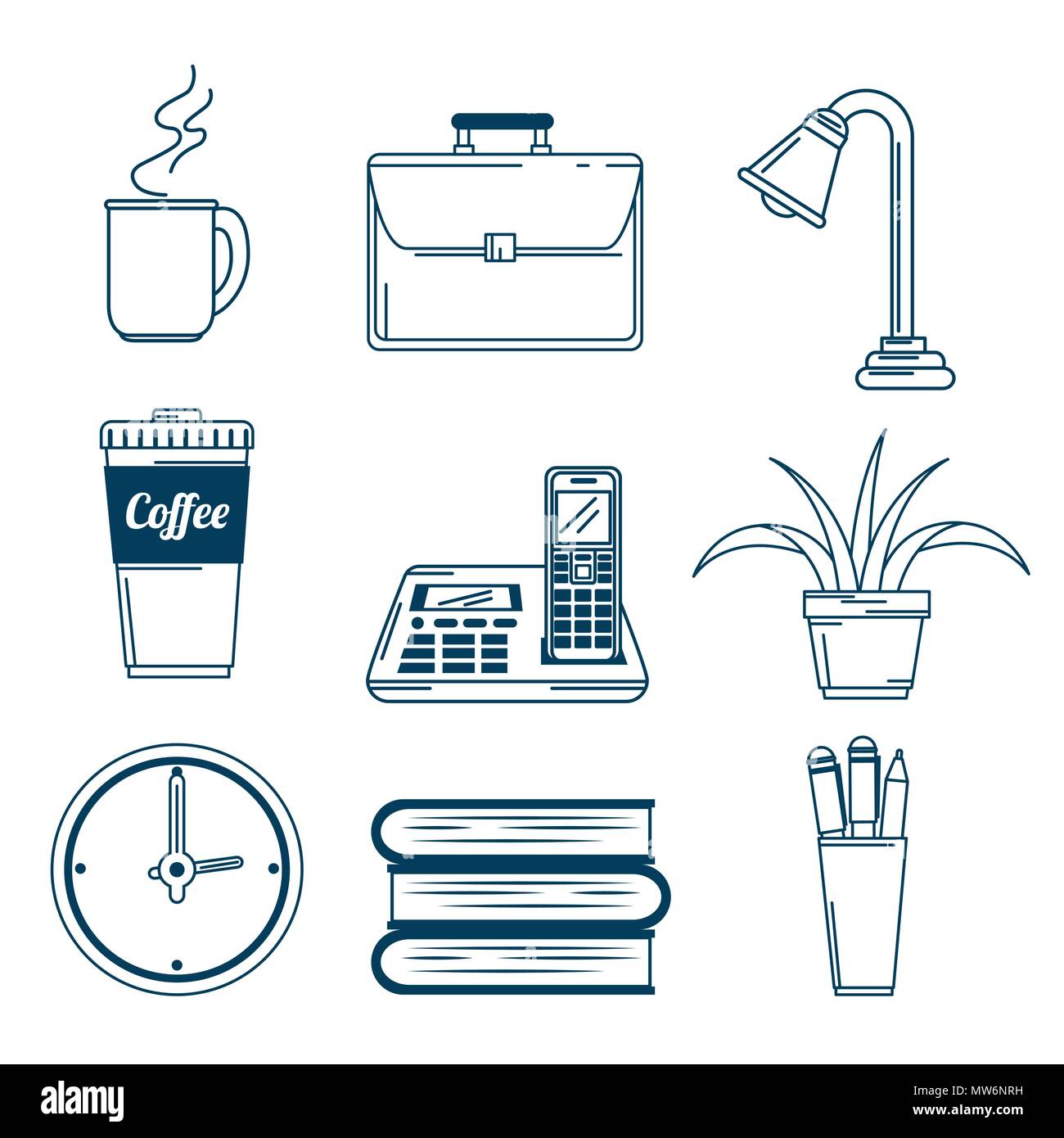 office workplace set icons Stock Vector Image & Art - Alamy