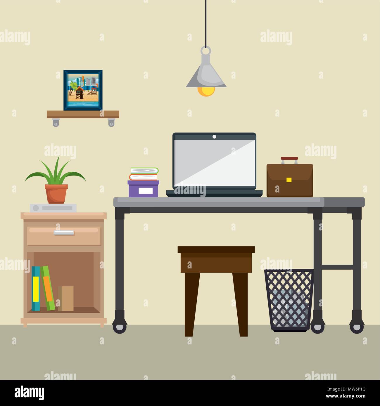 Portrait office interior Stock Vector Images - Alamy
