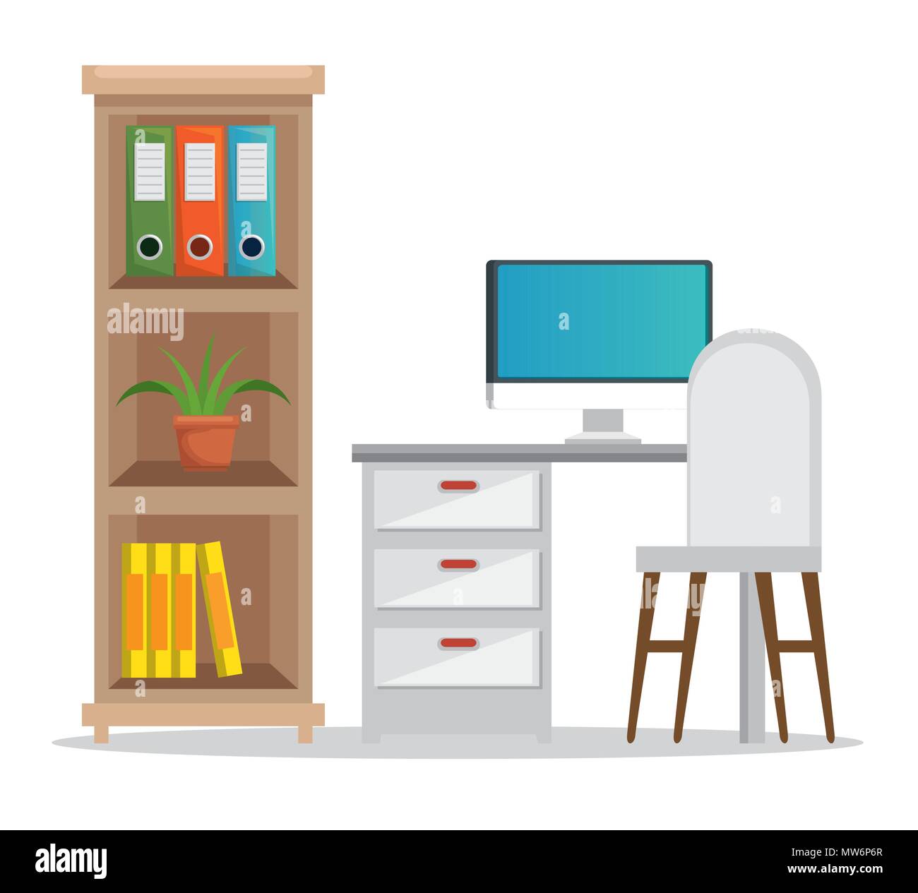 Modern library interior computer Stock Vector Images - Alamy