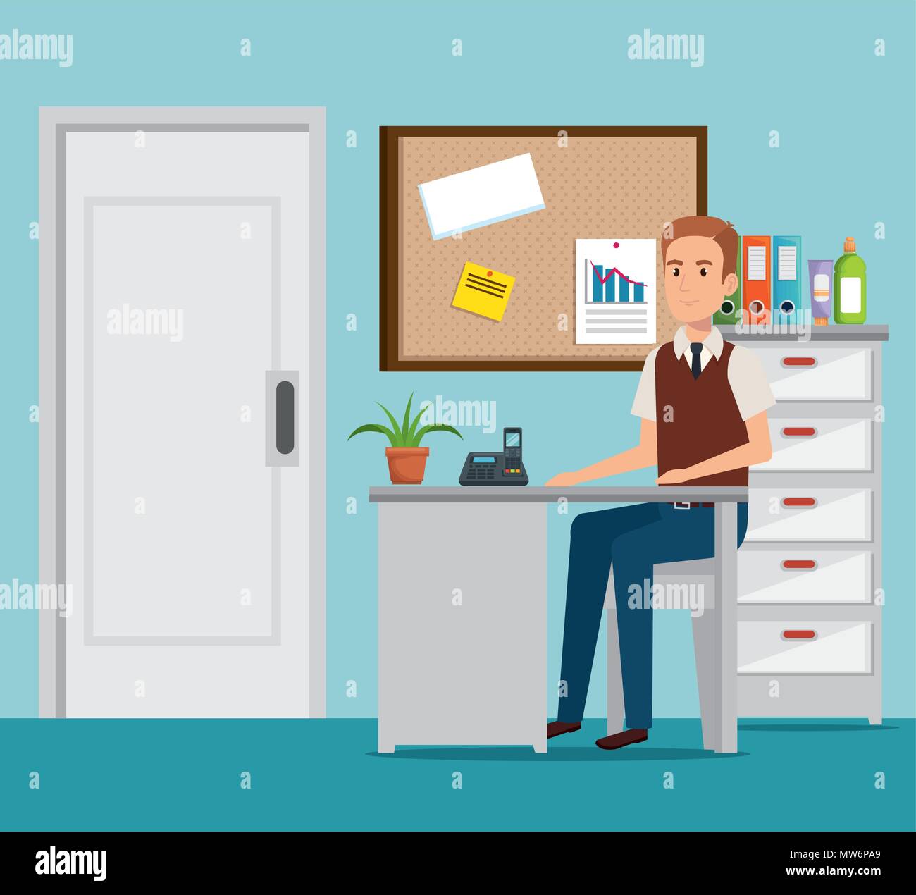 businessman in the office workplace scene Stock Vector Image & Art - Alamy