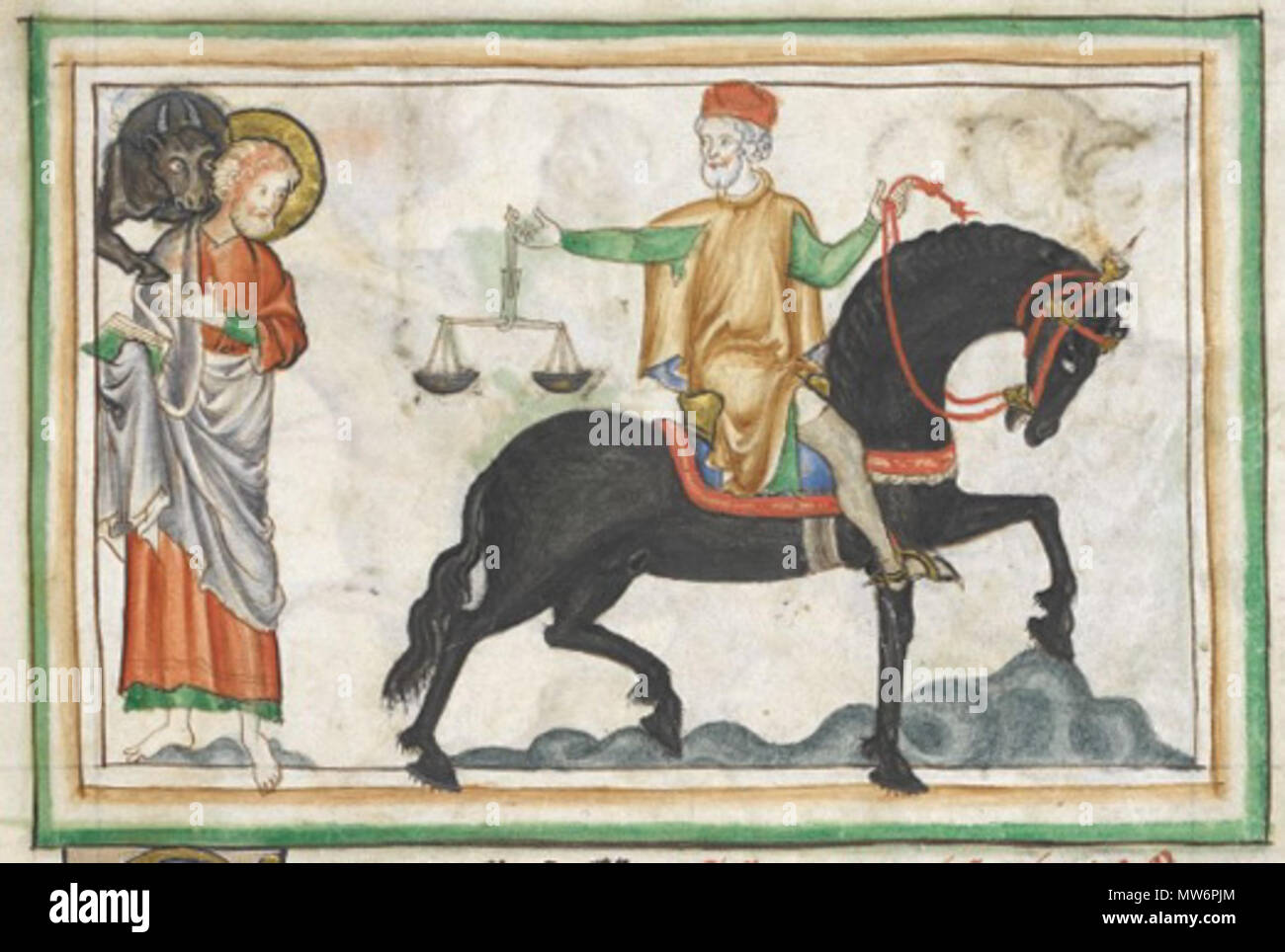 . The 3rd seal, the black horse. Folio 3 of a Apocalypse manuscript ...