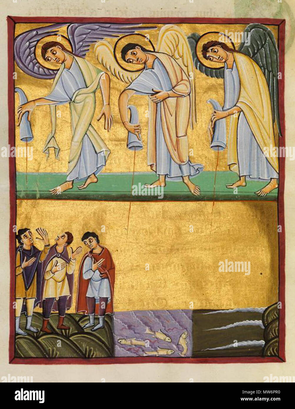 . the first three vials . Folio 39v of the Bamberg Apocalypse 70 ...