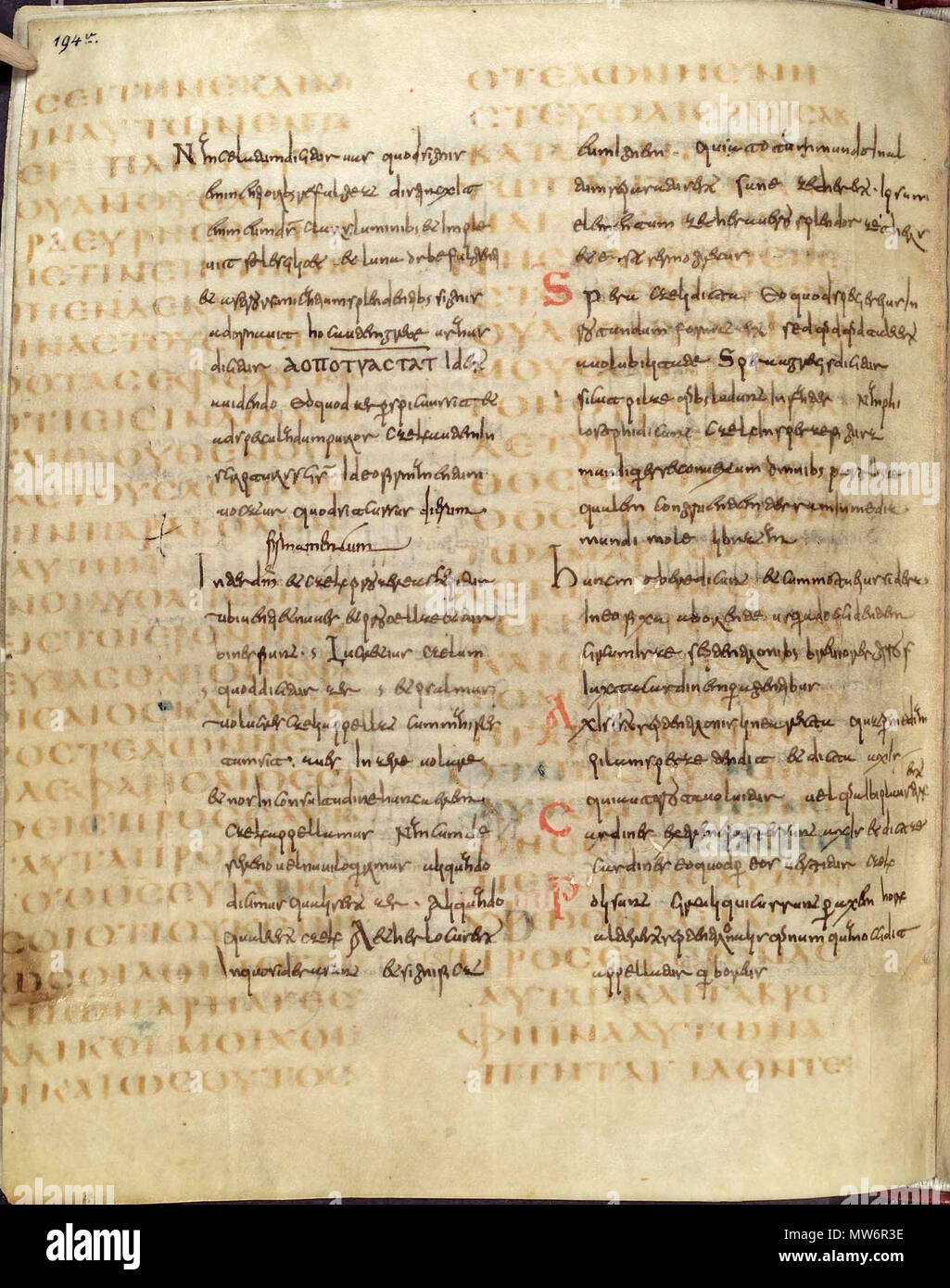 . English: folio 194 verso of the codex; palimpsest . 6th century ...