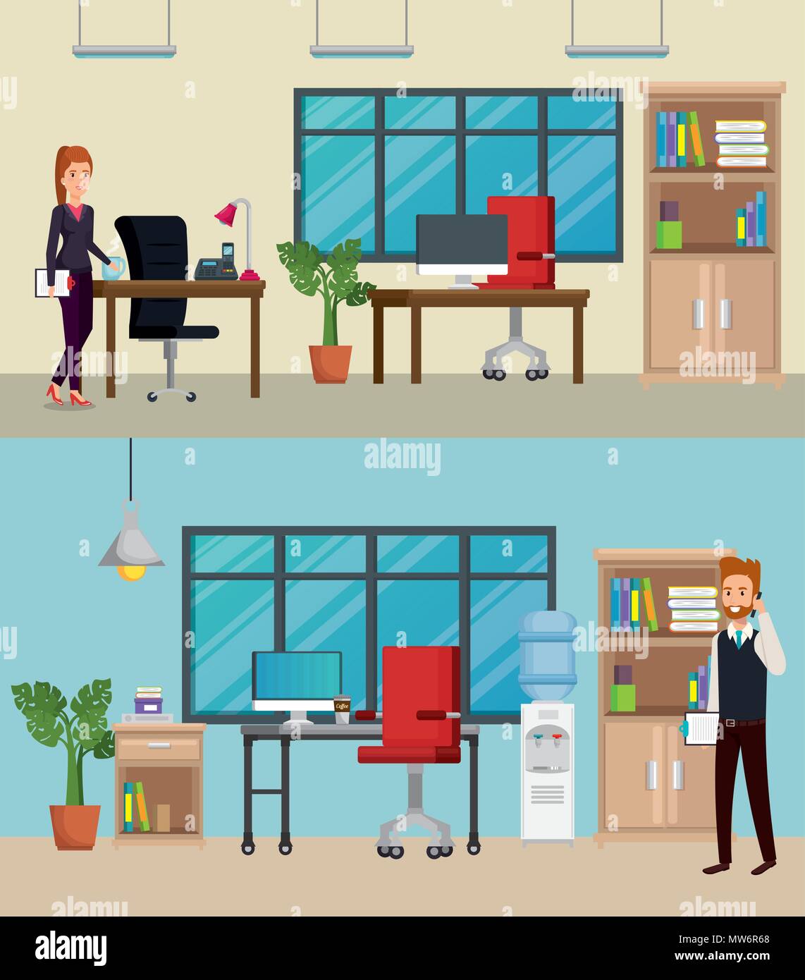 business people in the office workplace scene Stock Vector Image & Art ...