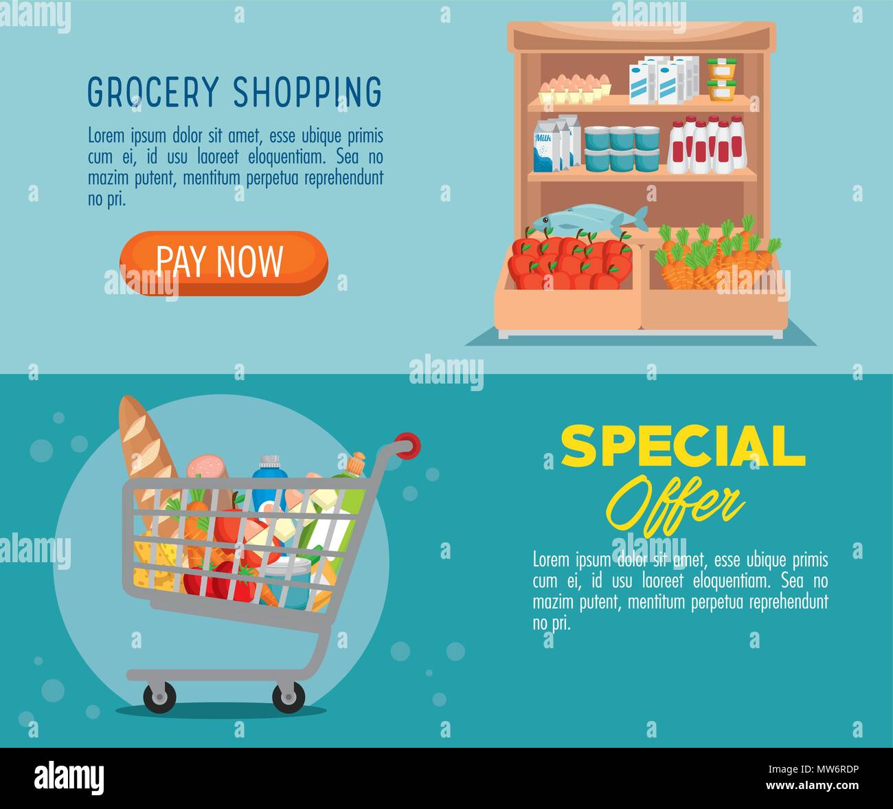 supermarket set products with special offer Stock Vector Image & Art ...