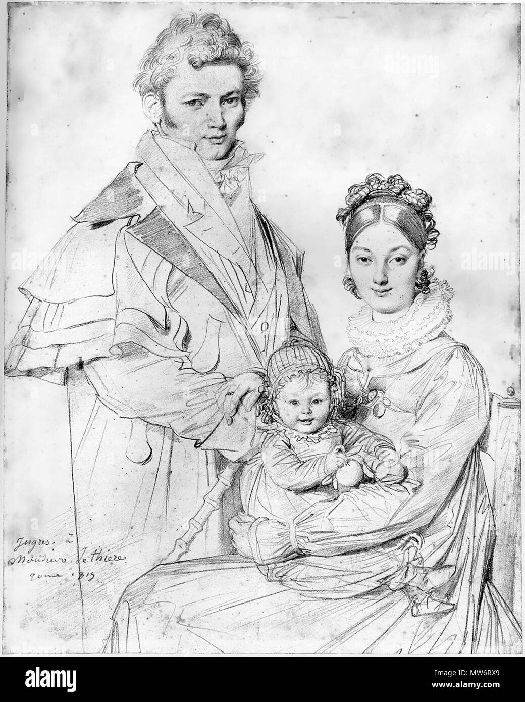 . Portrait drawing of Alexandre Lethière, wife Rosina Meli, and their ...