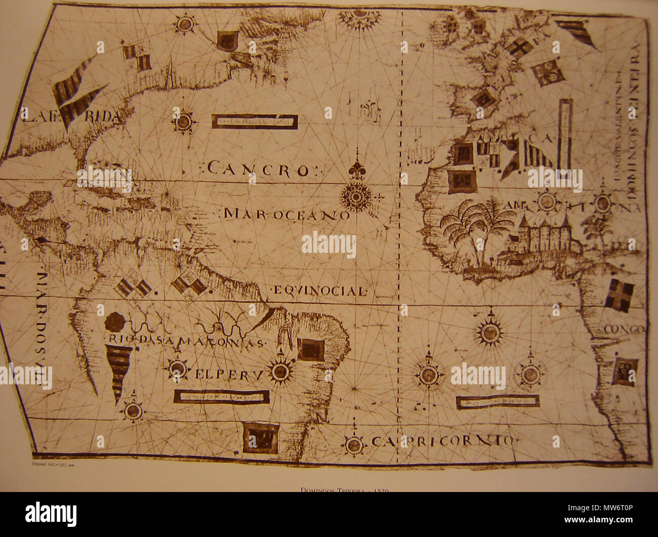 English: Map of the world by Portuguese cartographer Domingos Teixeira ...