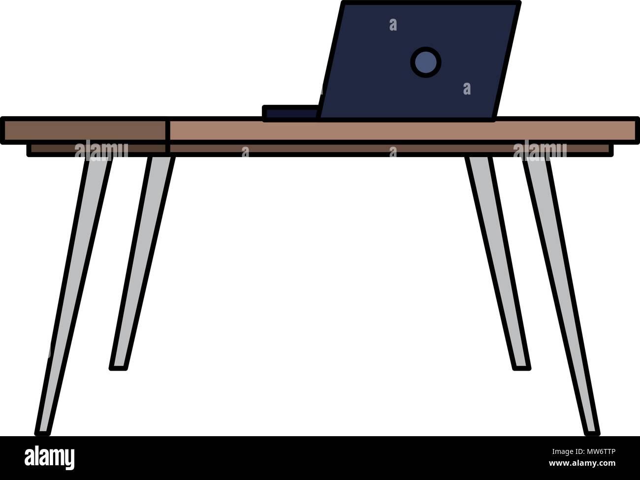 desk and laptop office scene Stock Vector Image & Art - Alamy