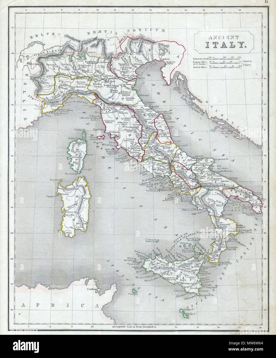 . Ancient Italy . English: This is an 1845 Map of Italy in the days of ...