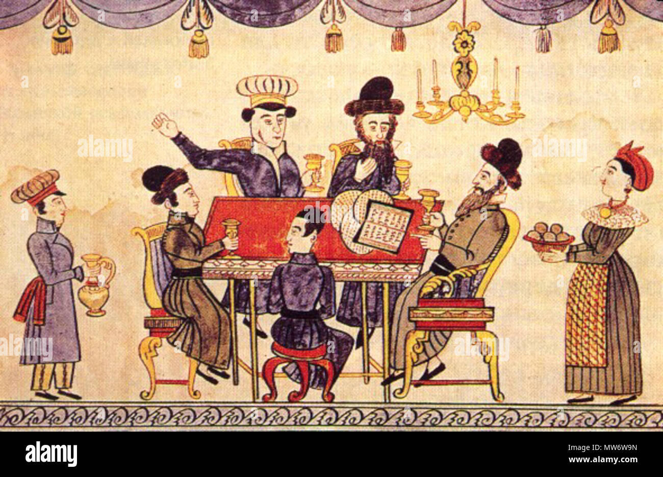 . English: Jews Celebrating Passover. Lubok, XIXth century. Русский ...